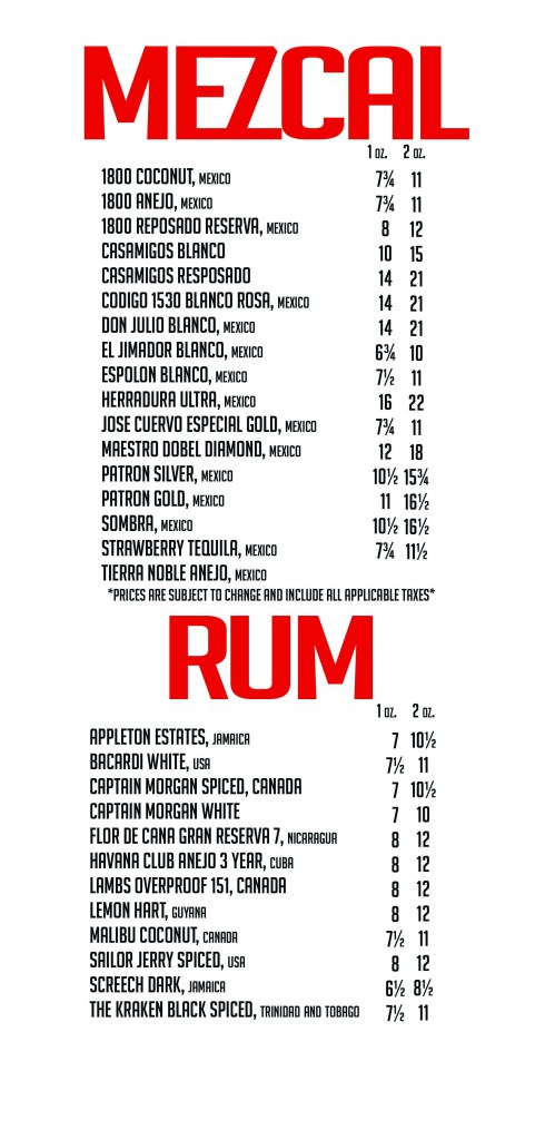 Drink Menu – Cat & Fiddle Pub